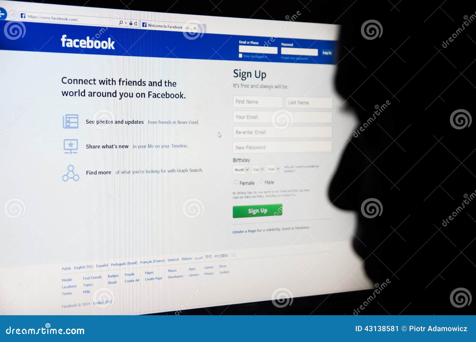 Man Looking at Facebook Social Network Page Editorial Photo - Image of ...