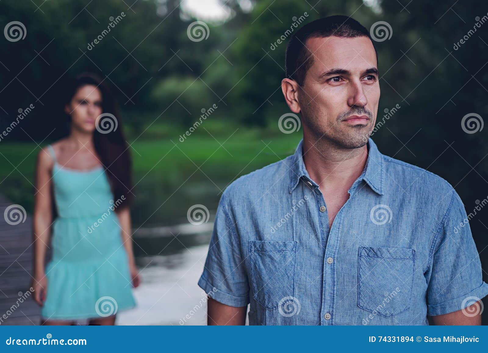 Man Looking Far Away and Girl Looking at Him Stock Photo - Image of ...