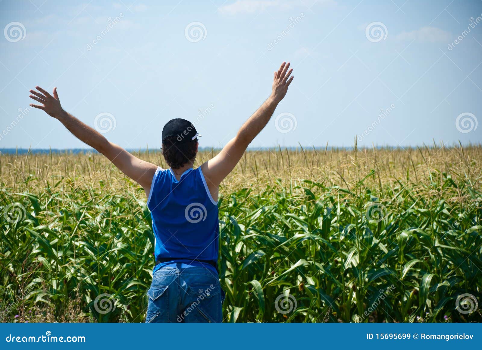 Man looking at the field stock image. Image of rural - 15695699