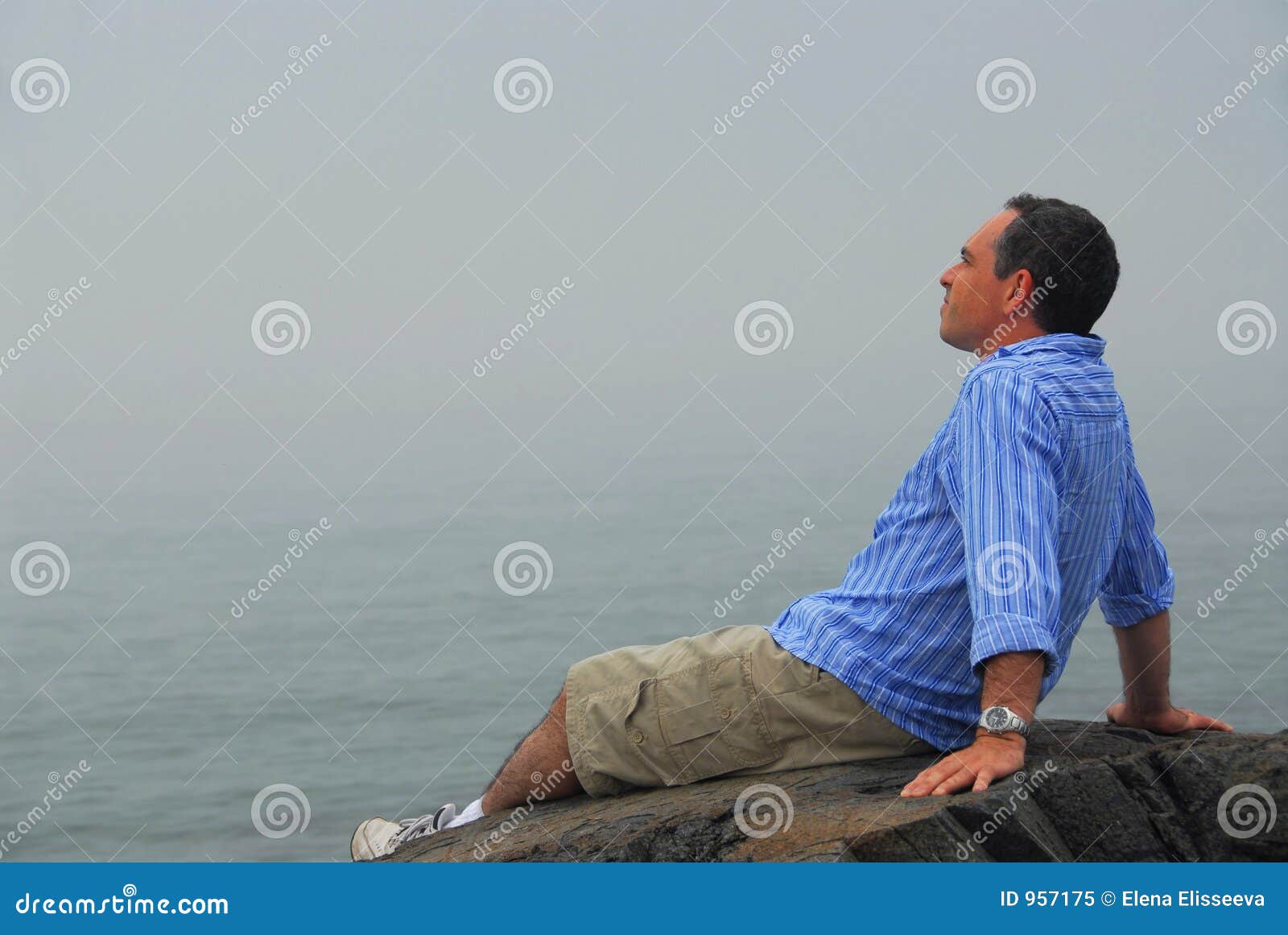 Man looking fog stock image. Image of coast, male, shore - 957175