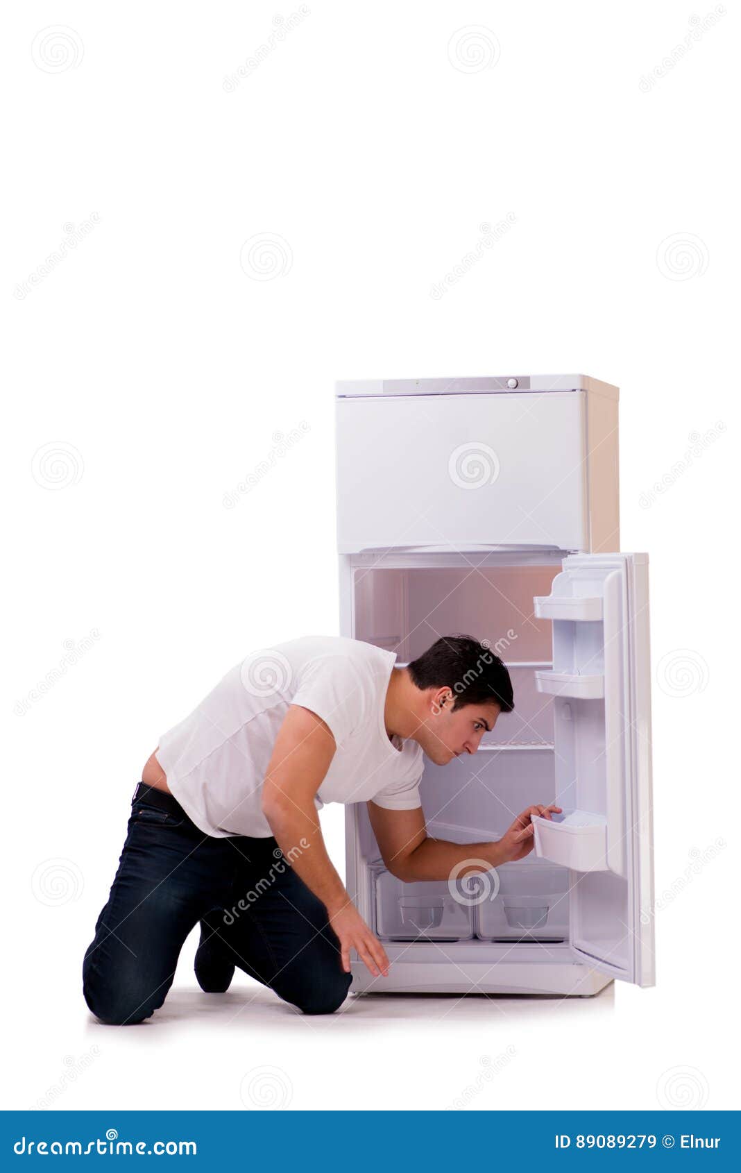 The Man Looking for Food in Empty Fridge Stock Image - Image of ...