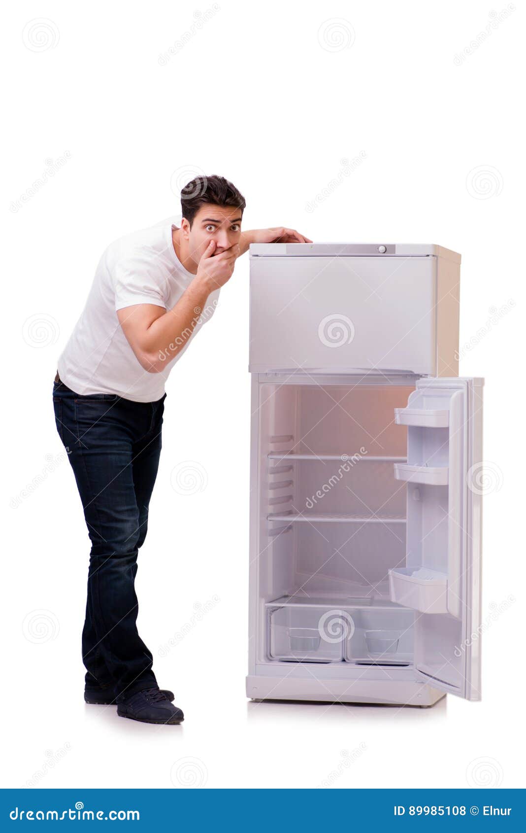 The Man Looking for Food in Empty Fridge Stock Photo - Image of eating ...