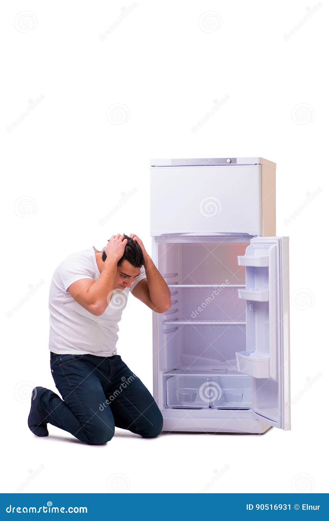 The Man Looking for Food in Empty Fridge Stock Image - Image of funny ...