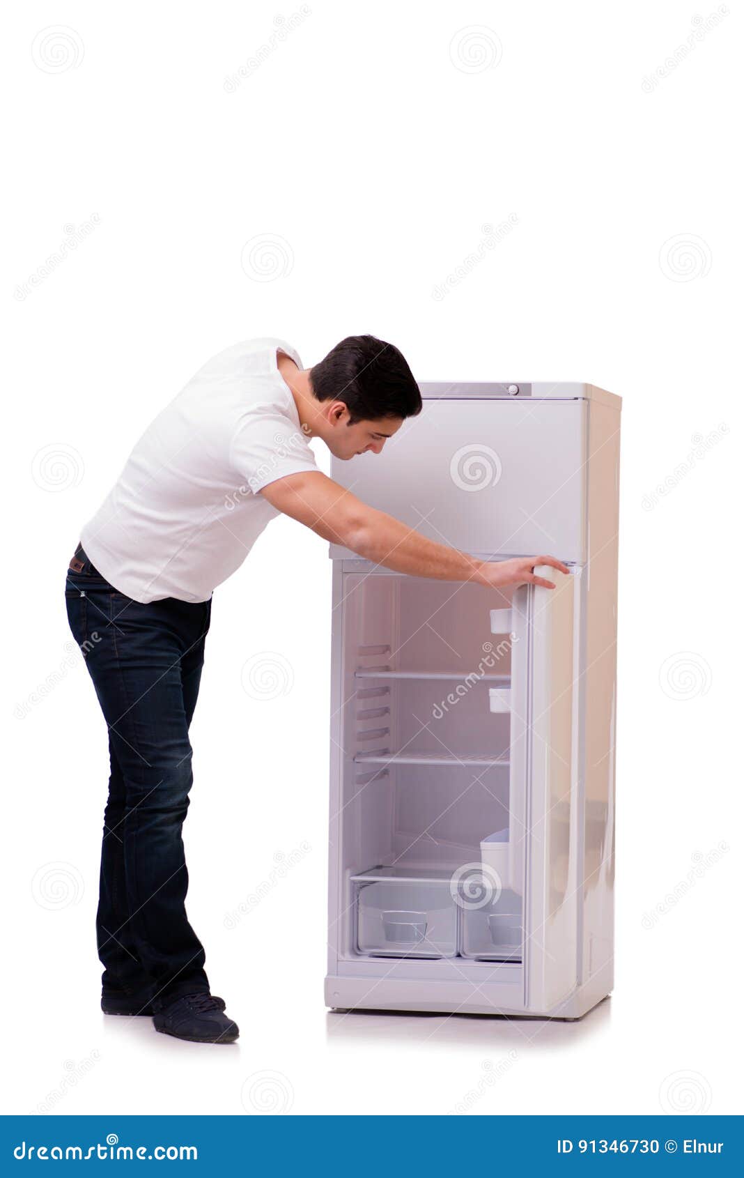 The Man Looking for Food in Empty Fridge Stock Photo - Image of looking ...