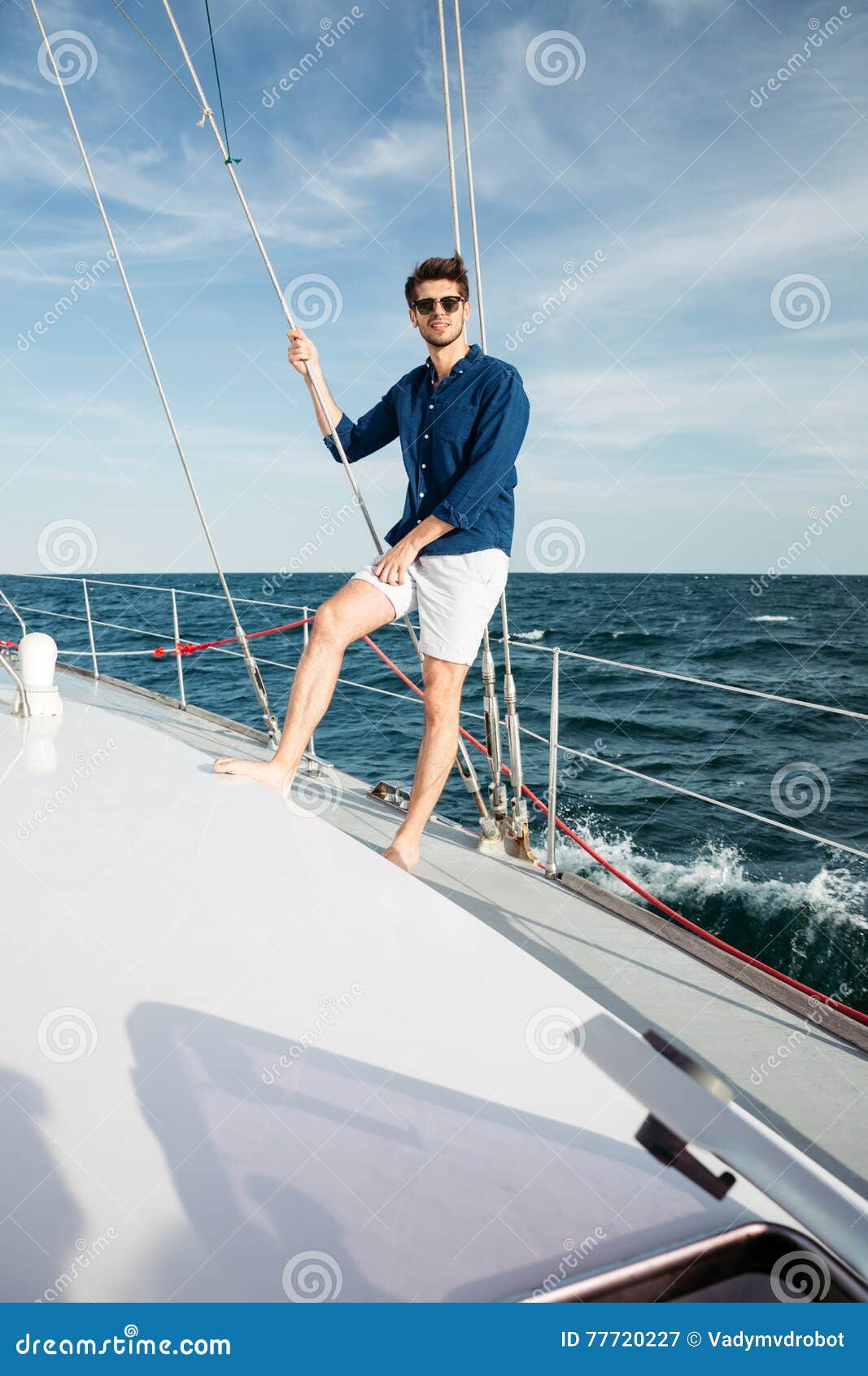 Man Looking Forward and Smiling while Standing on the Yacht Stock Image ... Man Looking Forward and Smiling while Standing on the Yacht Stock Image ...