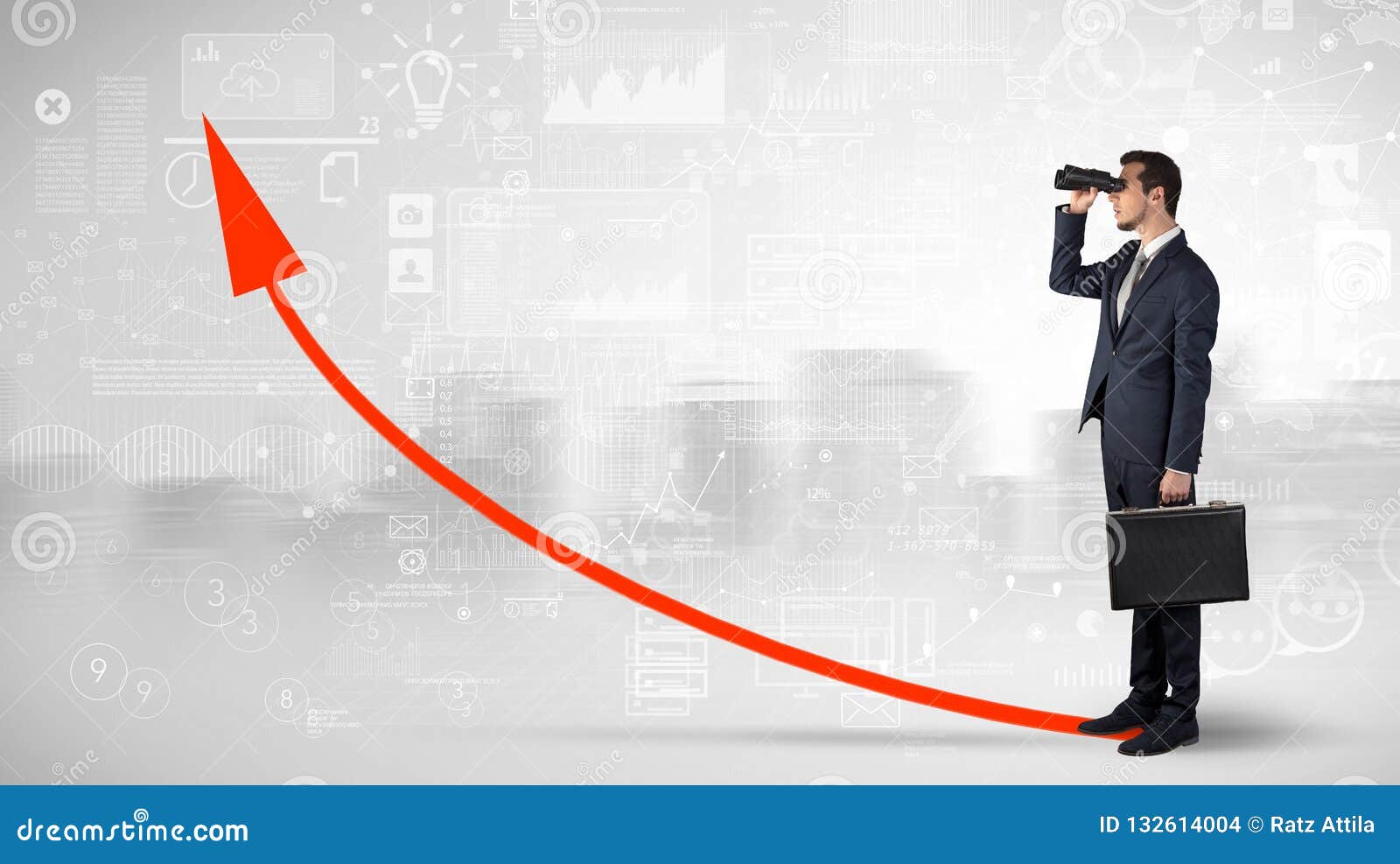 Man Looking Forward To Increase Graph Concept Stock Photo - Image of ...
