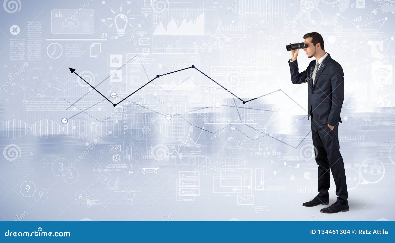 Man Looking Forward To Increase Graph Concept Stock Photo - Image of ...