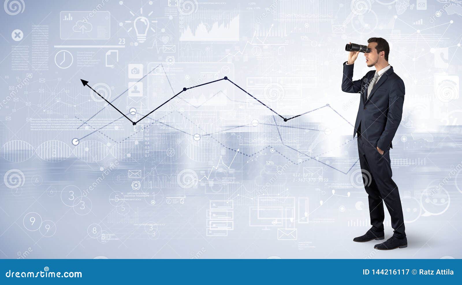 Man Looking Forward To Increase Graph Concept Stock Image - Image of ...