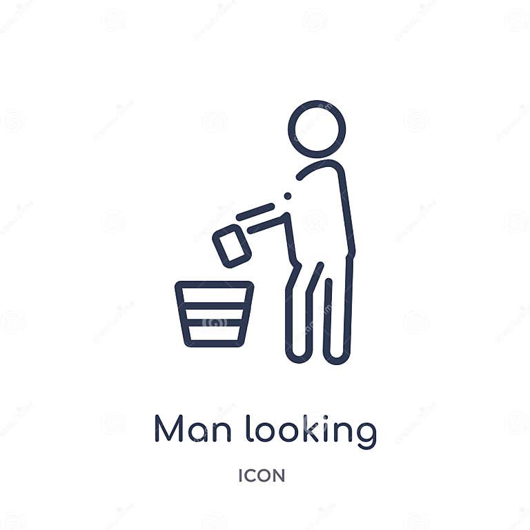 Man Looking through the Garbage Container Icon from People Outline ...