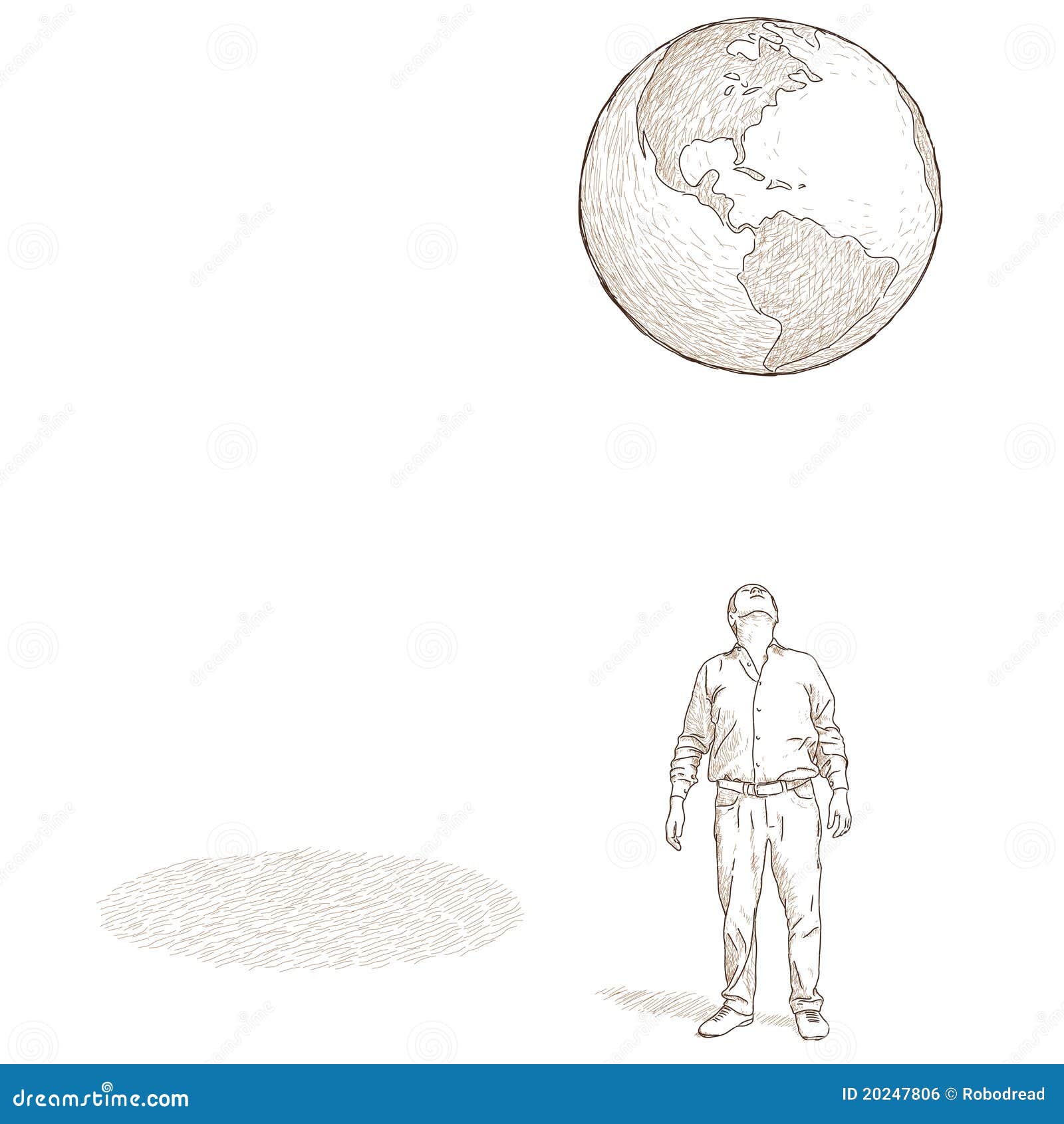 Man looking at the globe stock vector. Illustration of design - 20247806