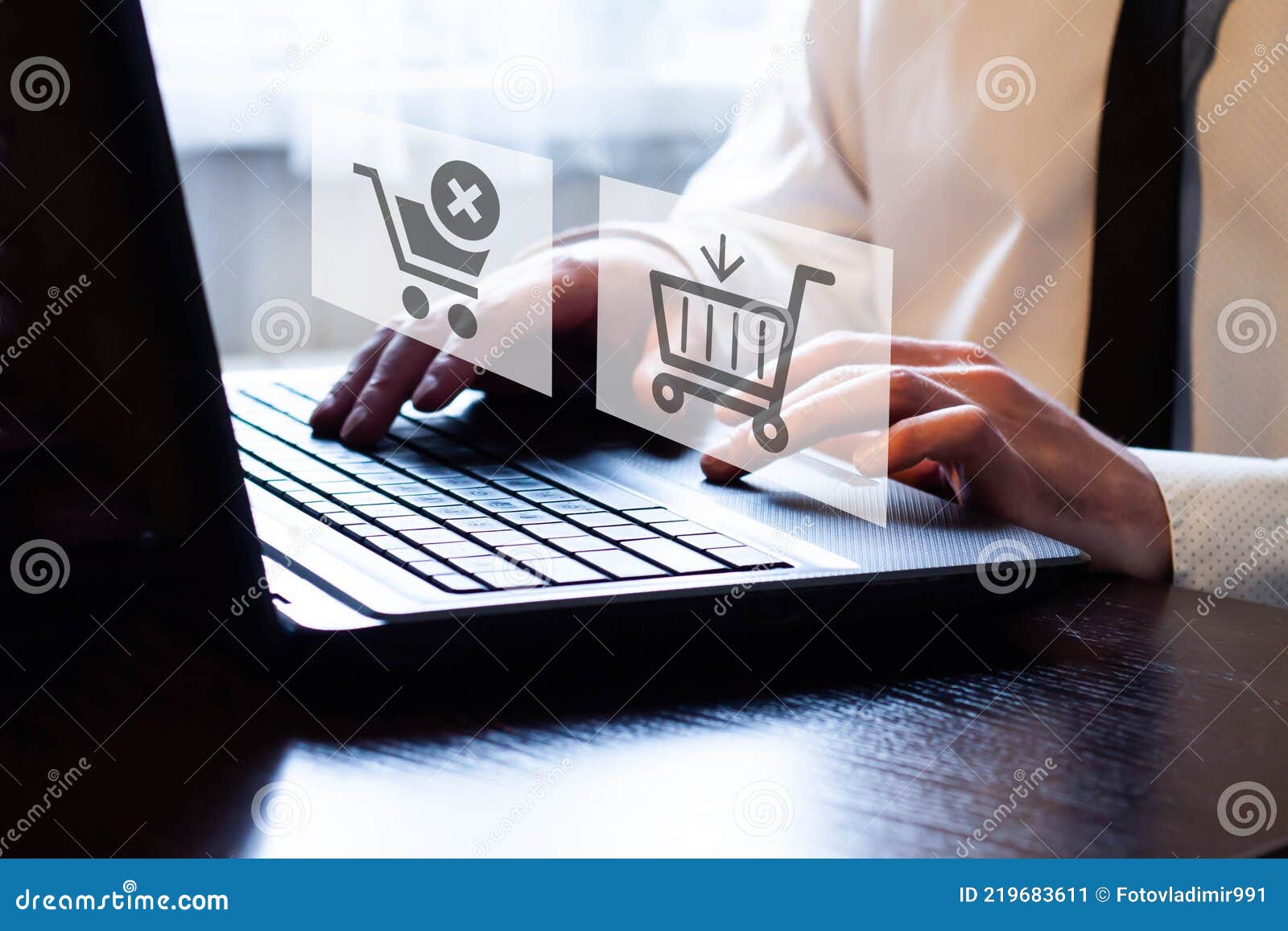 A Man is Looking for Goods on the Internet. the Concept of Finding ...