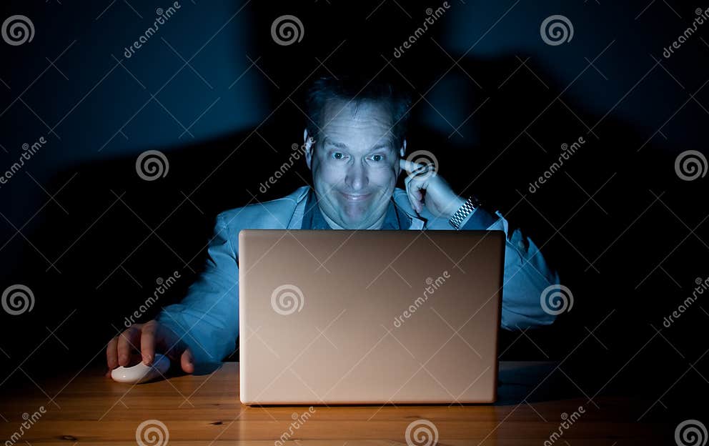 Goofy computer guy stock image. Image of screen, night - 29945689
