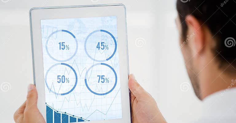 Man Looking at Graph Chart on Digital Tablet Stock Photo - Image of ...