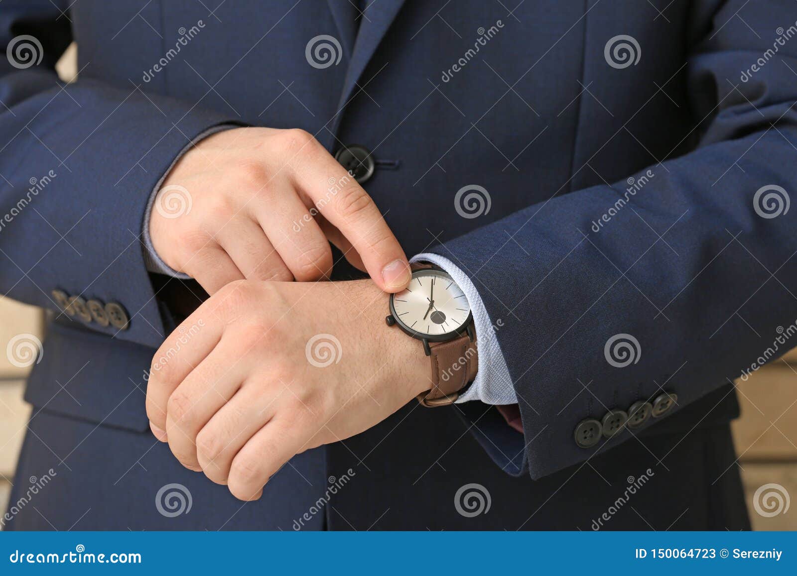 Man Looking at His Watch, Closeup. Time Management Concept Stock Image ...