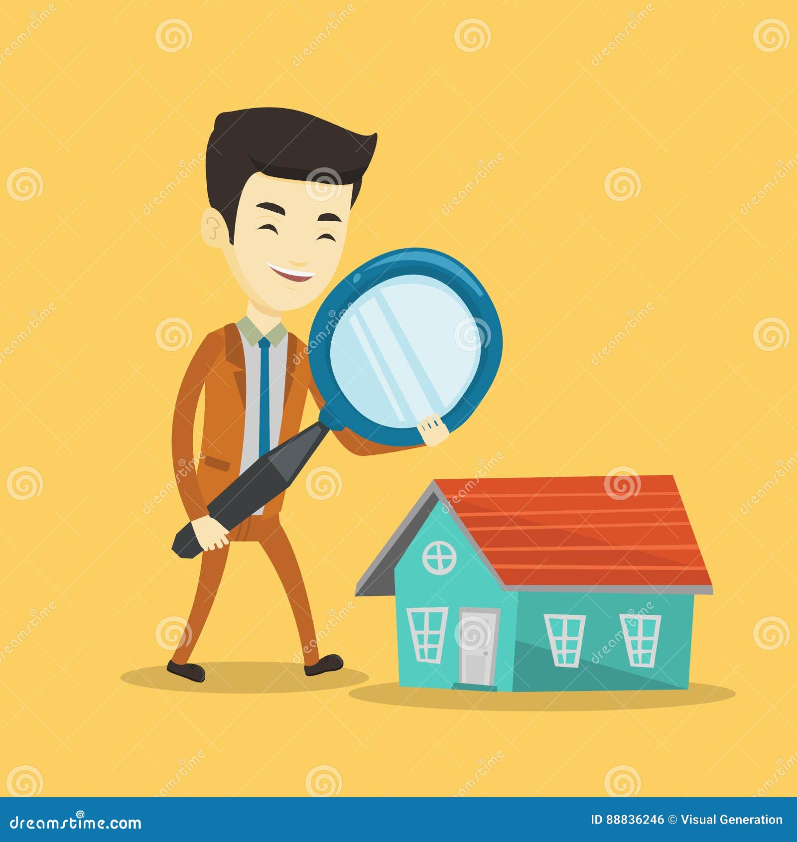 Man Looking for House Vector Illustration. Stock Vector - Illustration ...