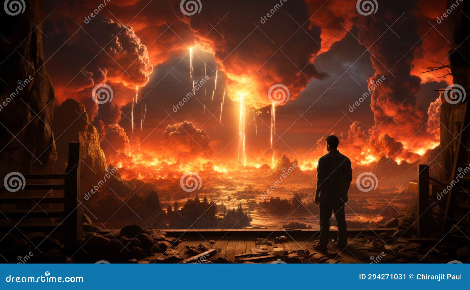 A Man Looking at a Large Explosion at His Room Stock Image - Image of ...