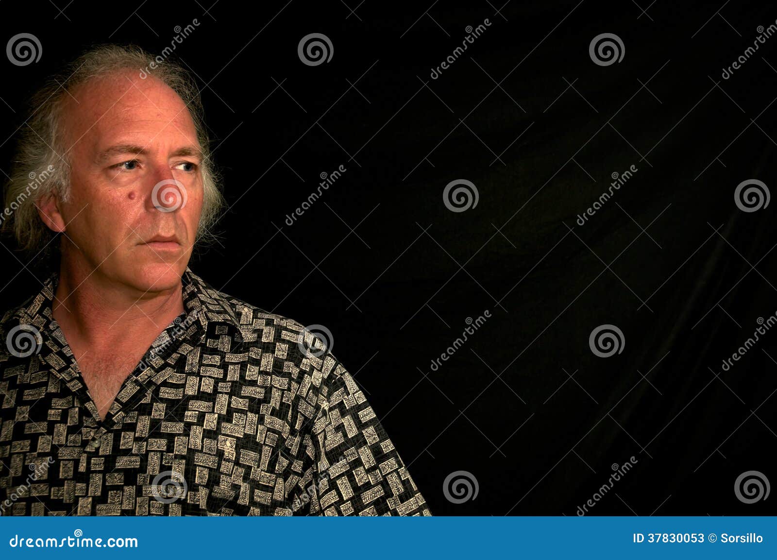 Man Looking Left into Darkness Stock Image - Image of older, handsome ...