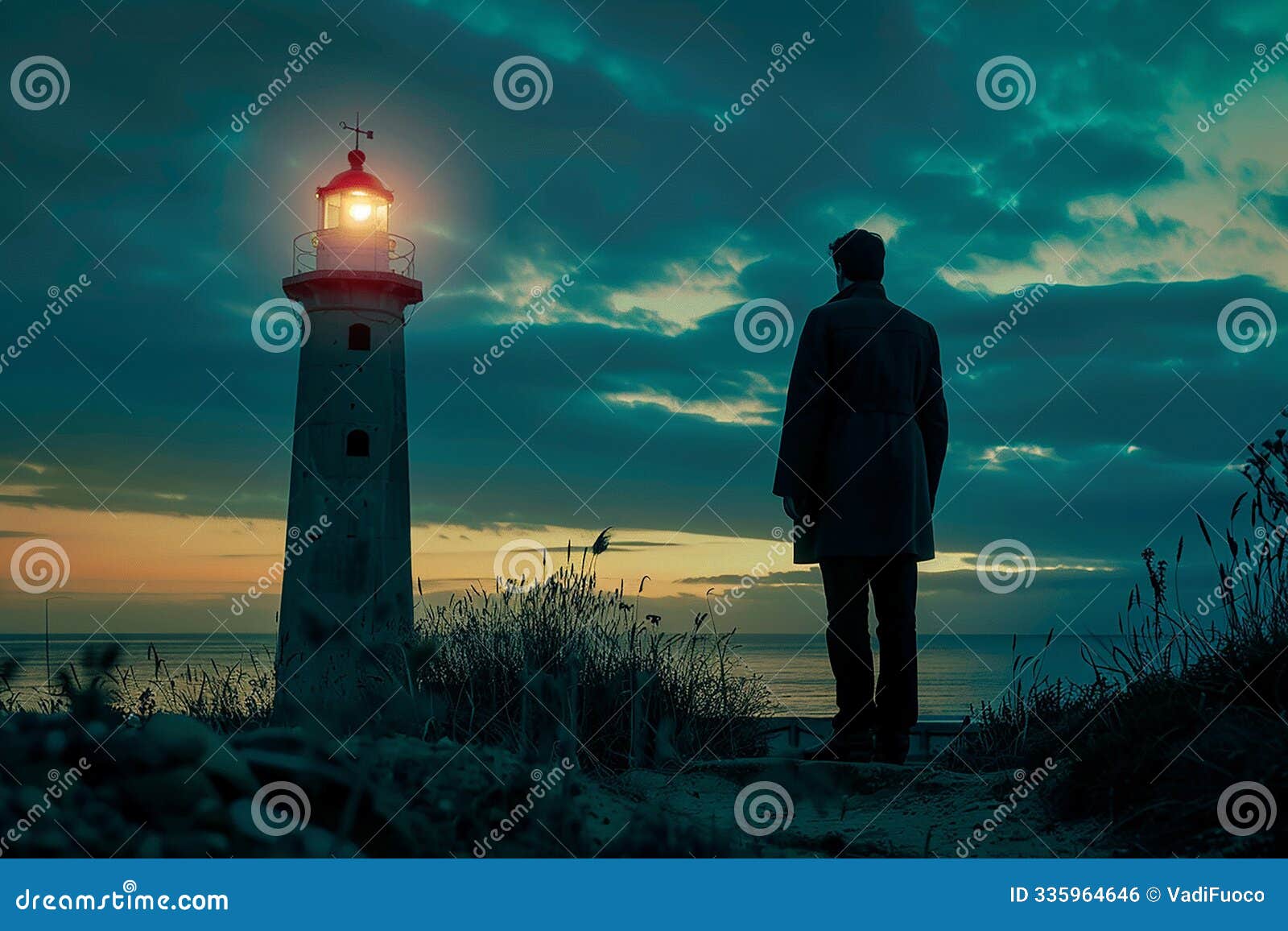 Lighthouse At Sunset A Scary Lighthouse In A Hellish Fire, With ...