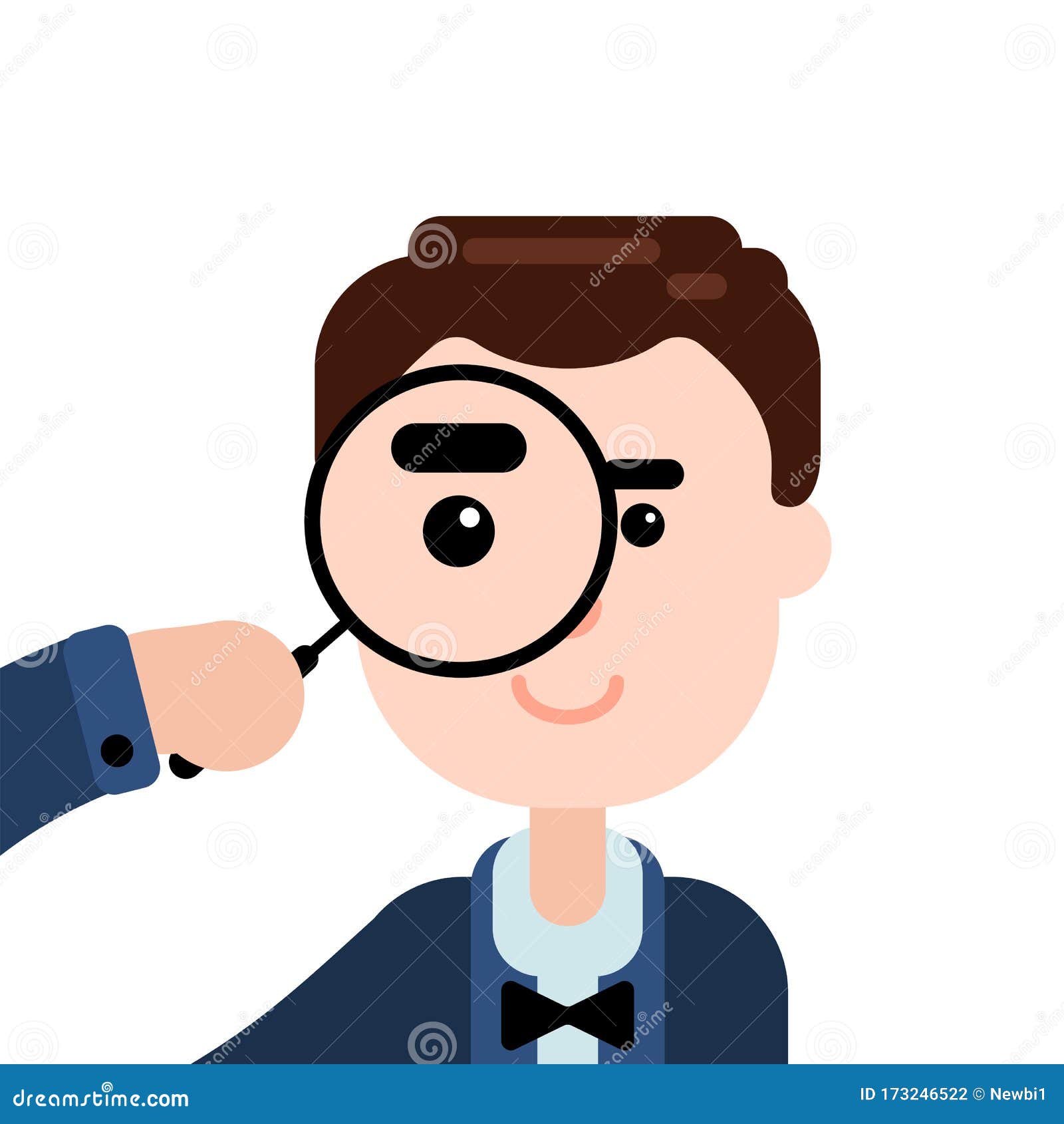 Man Looking through a Magnifying Glass. Nit-picking Concept Stock ...