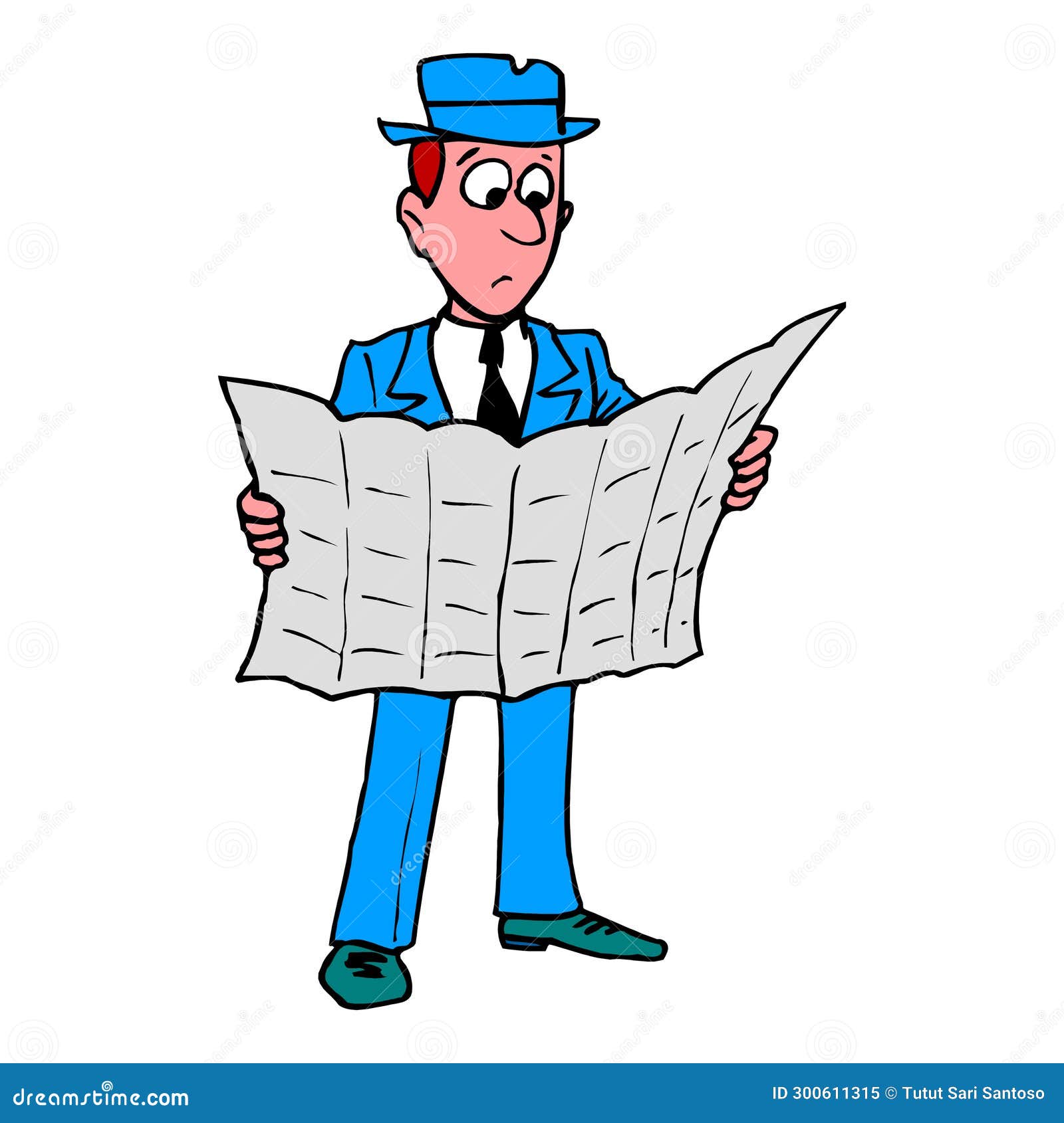 Man looking at map stock illustration. Illustration of vector - 300611315