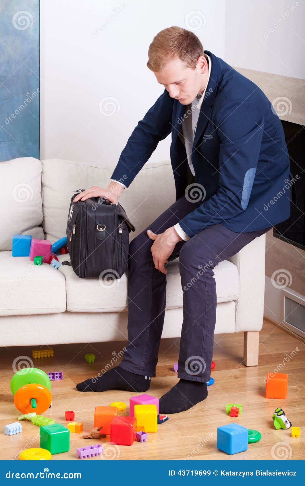 Man Looking at the Mess in His Living Room Stock Image - Image of ...