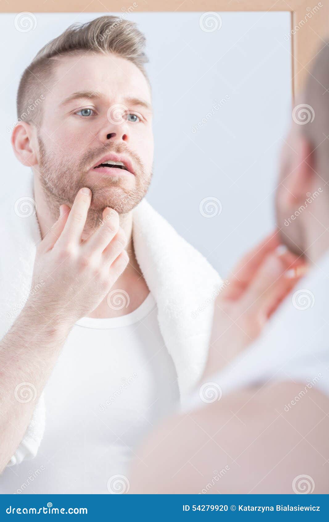Man looking in the mirror stock photo. Image of person - 54279920
