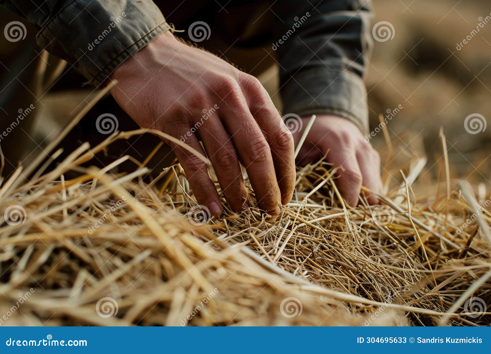 A Man is Looking for a Needle in a Haystack. Generative AI Stock ...