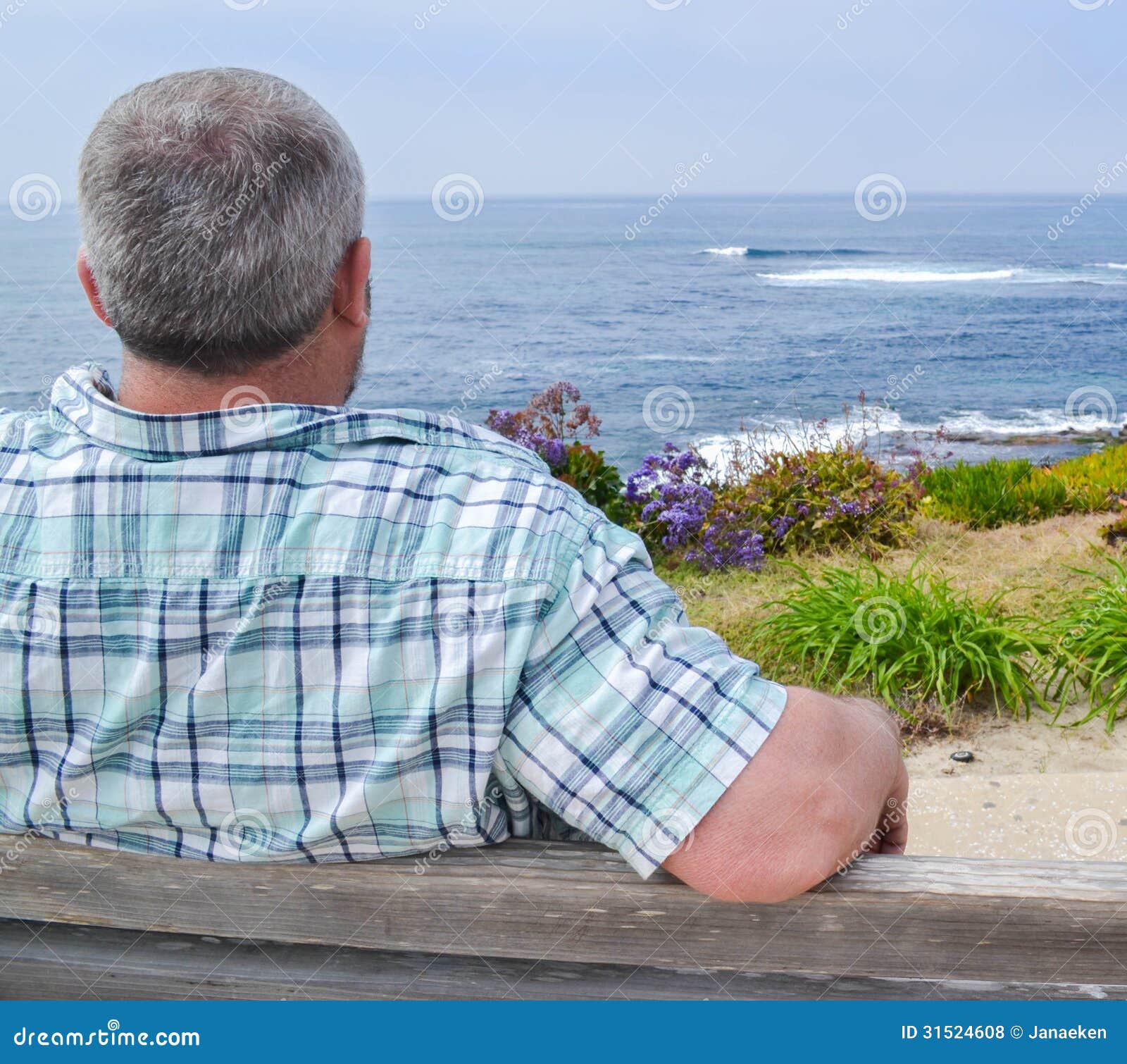 Man Looking at the Ocean View Stock Photo - Image of summer, relaxing ...