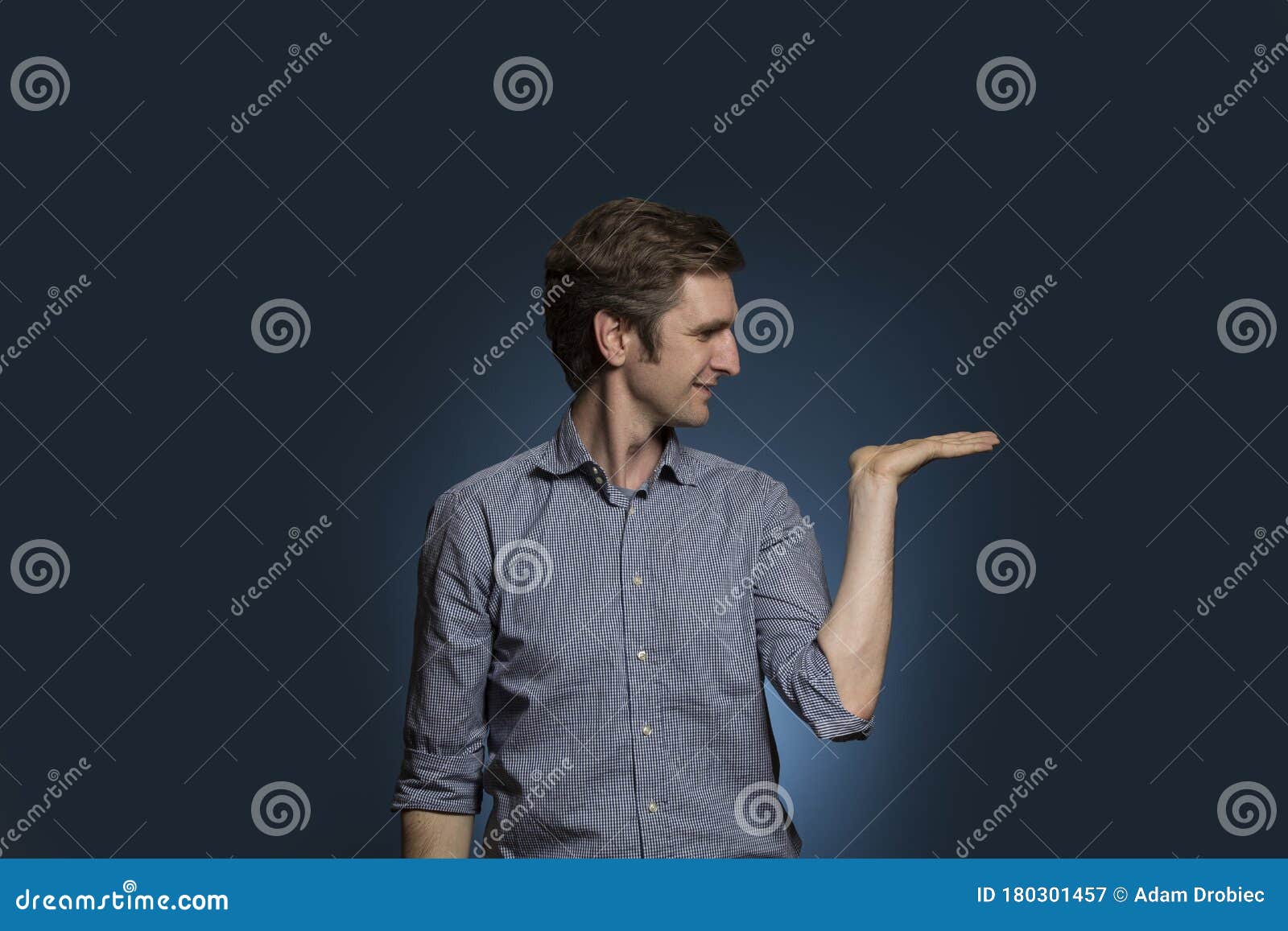 Man Looking at Open Hand Palm Stock Image - Image of hand, handsome ...