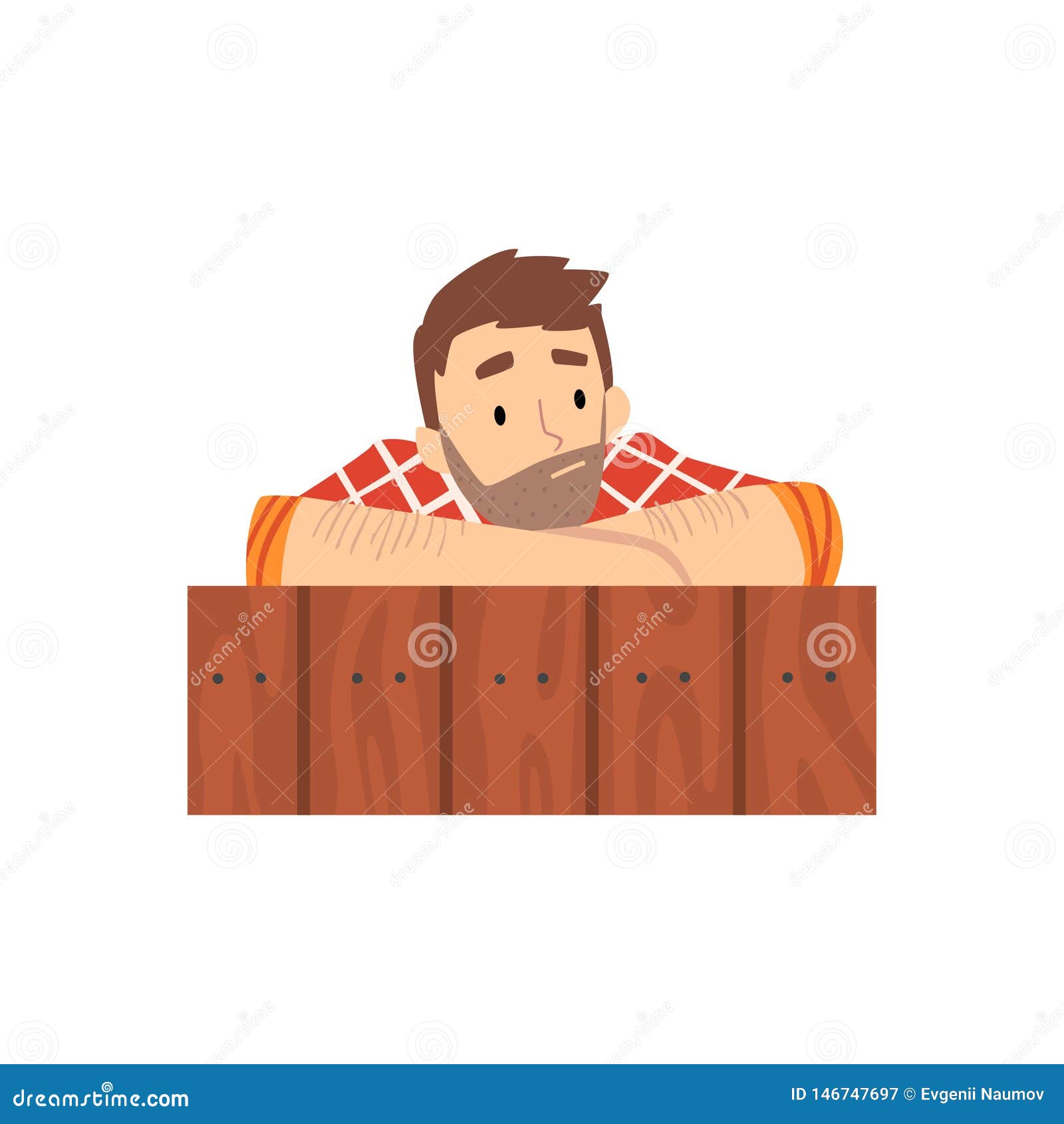 Man Looking Out from Behind Wall Cartoon Vector Illustration Stock ...