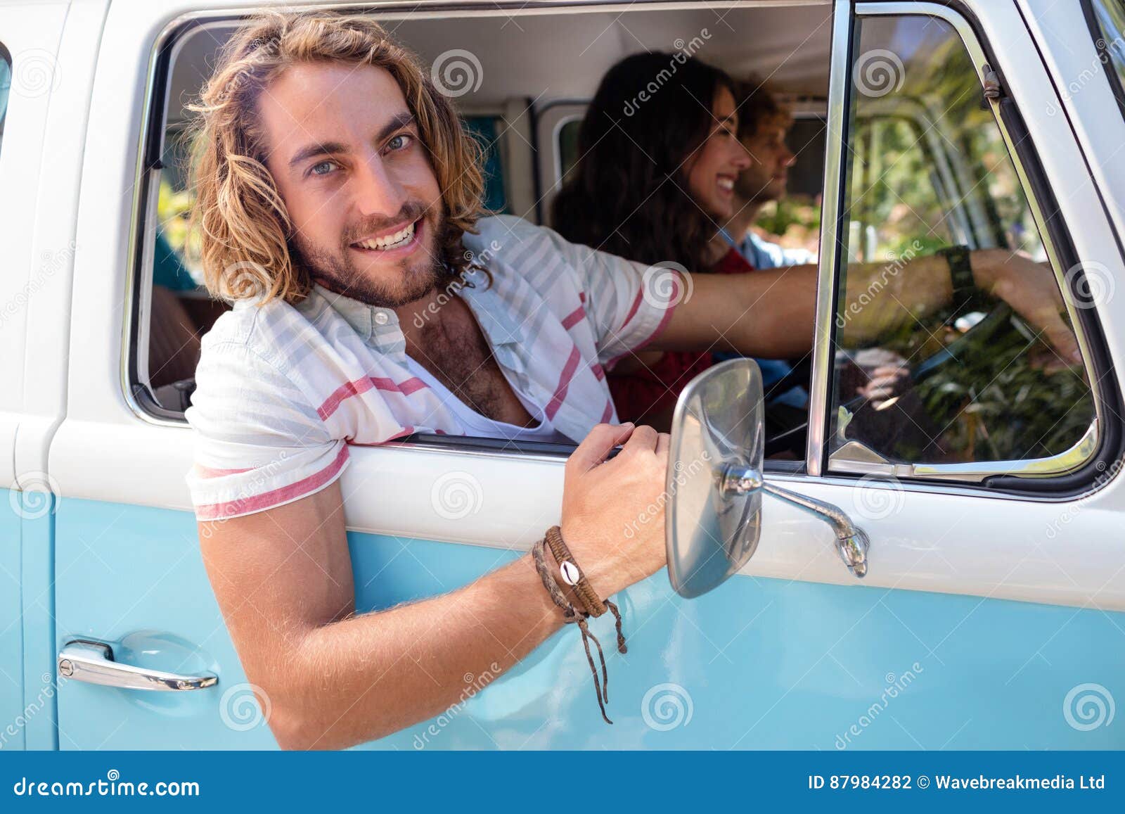 Man Looking Out of Camper Van Window Stock Photo - Image of freedom ...