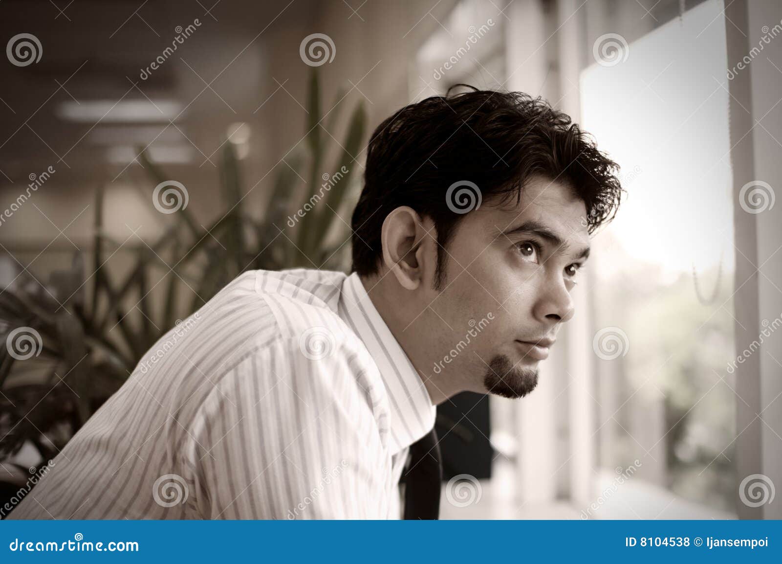 Man looking out windows stock photo. Image of pose, business - 8104538