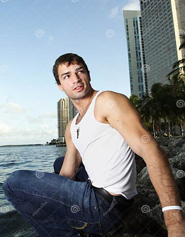 Man Looking Over His Shoulder Stock Photo - Image of attractive, stare ...