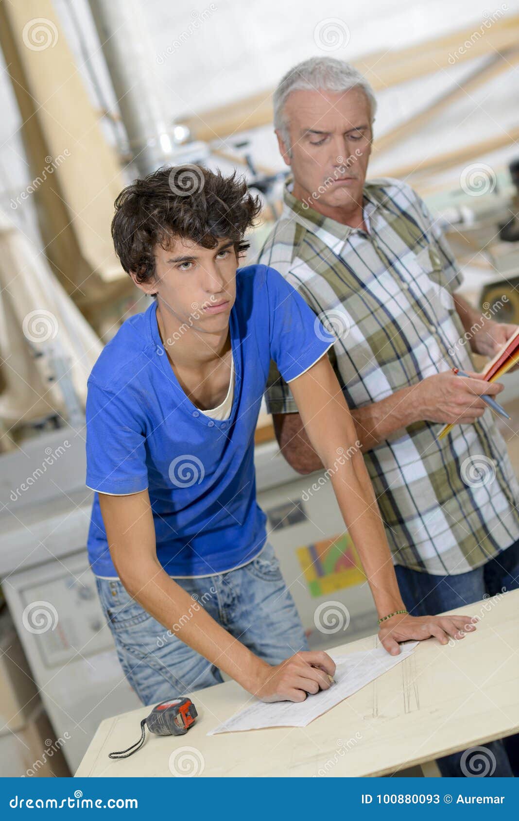 Man Looking Over Shoulder Younger Worker Stock Image - Image of ...