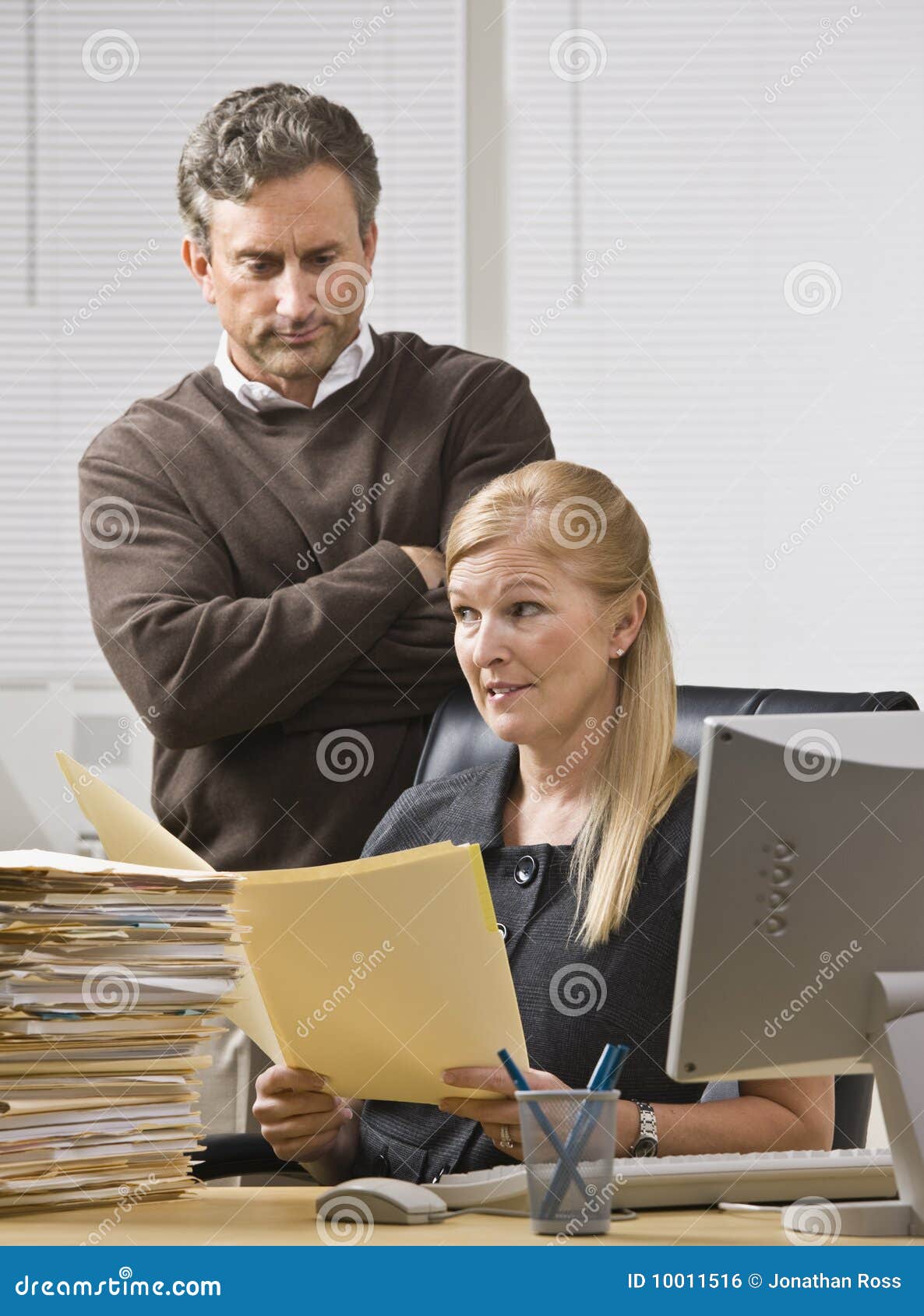 Man Looking Over Woman's Shoulder Royalty Free Stock Image - Image ...