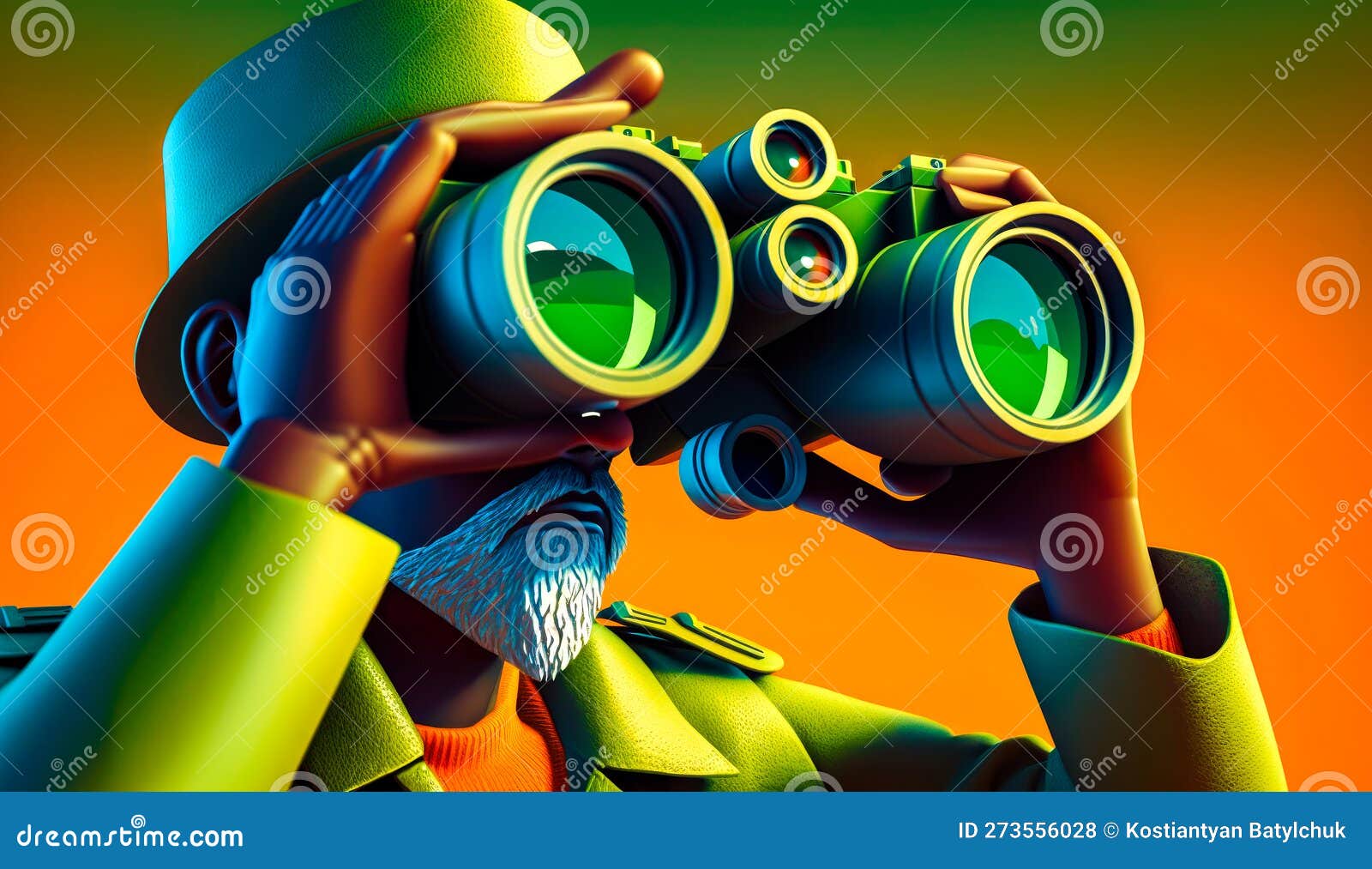 Man Looking through Pair of Binoculars. Generative AI Stock Illustration - Illustration of ...