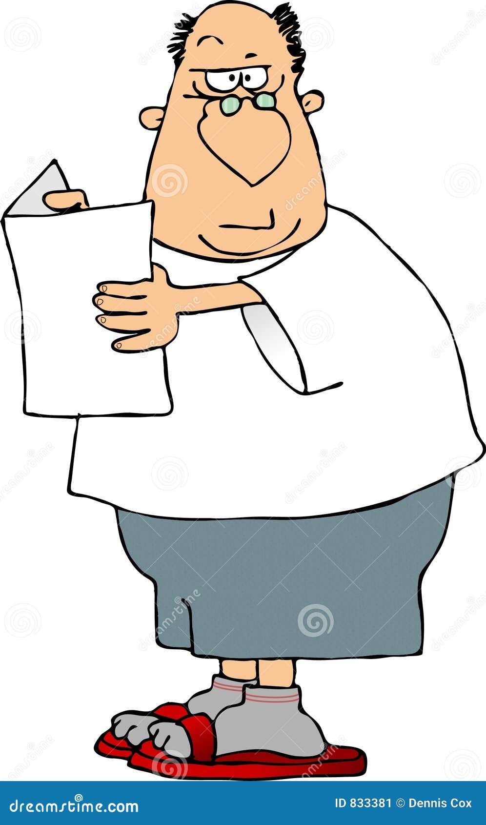 Man looking at a paper stock illustration. Illustration of sandals - 833381