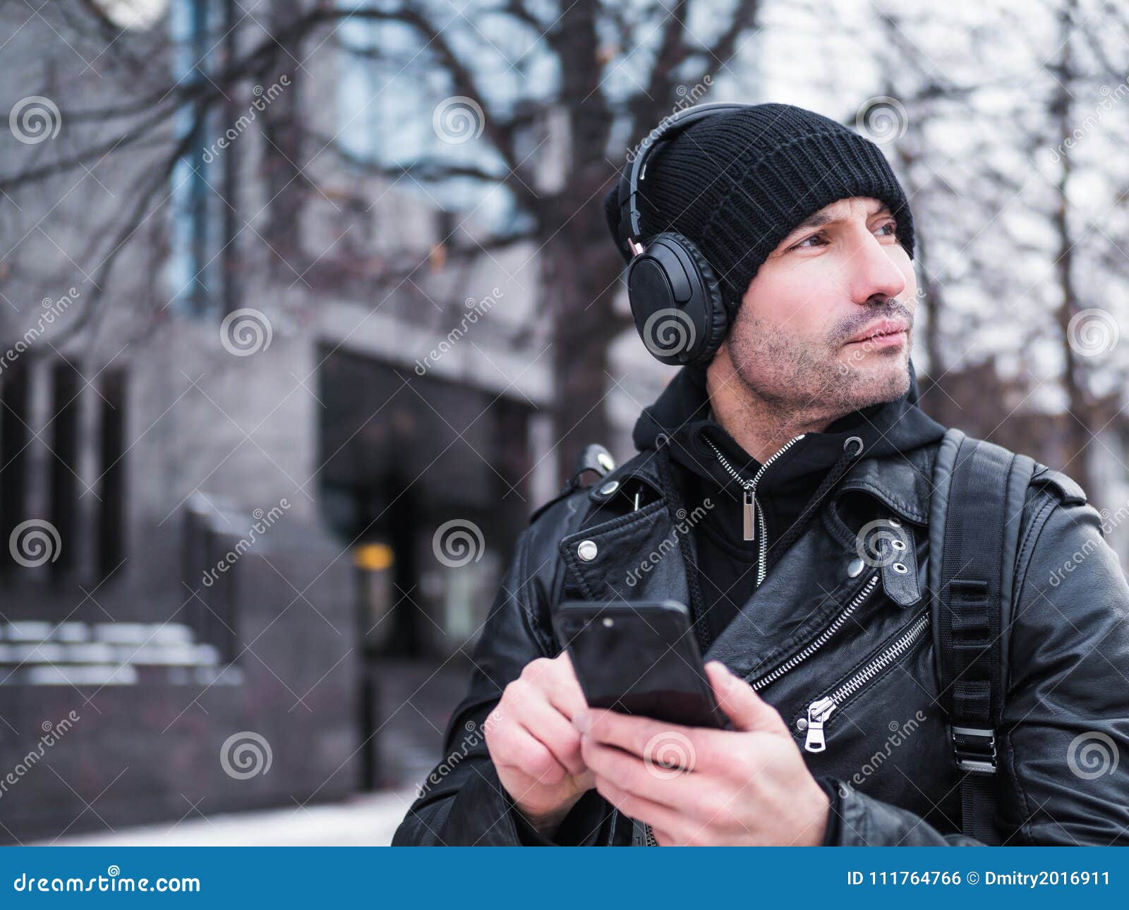 Man Looking for a Place Using GPS Map in Smartphone. he Lost in Unknown ...