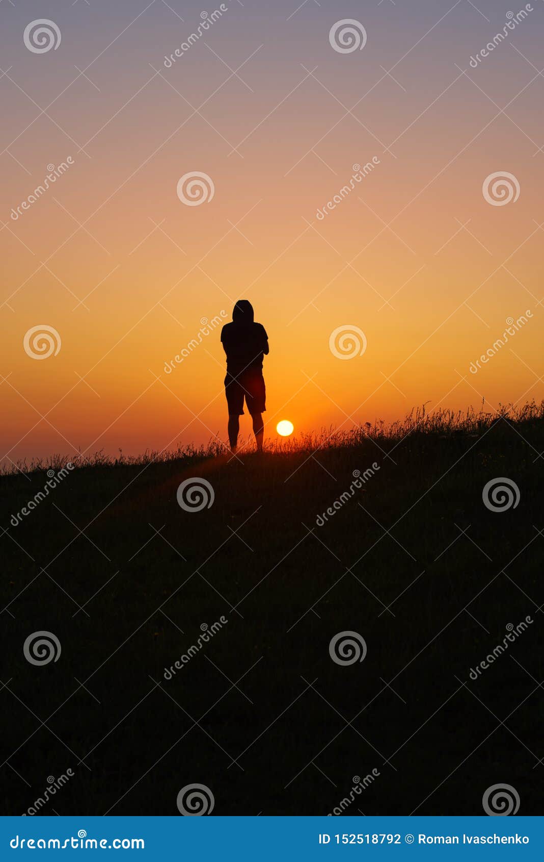 Man looking on rising sun stock photo. Image of orange - 152518792