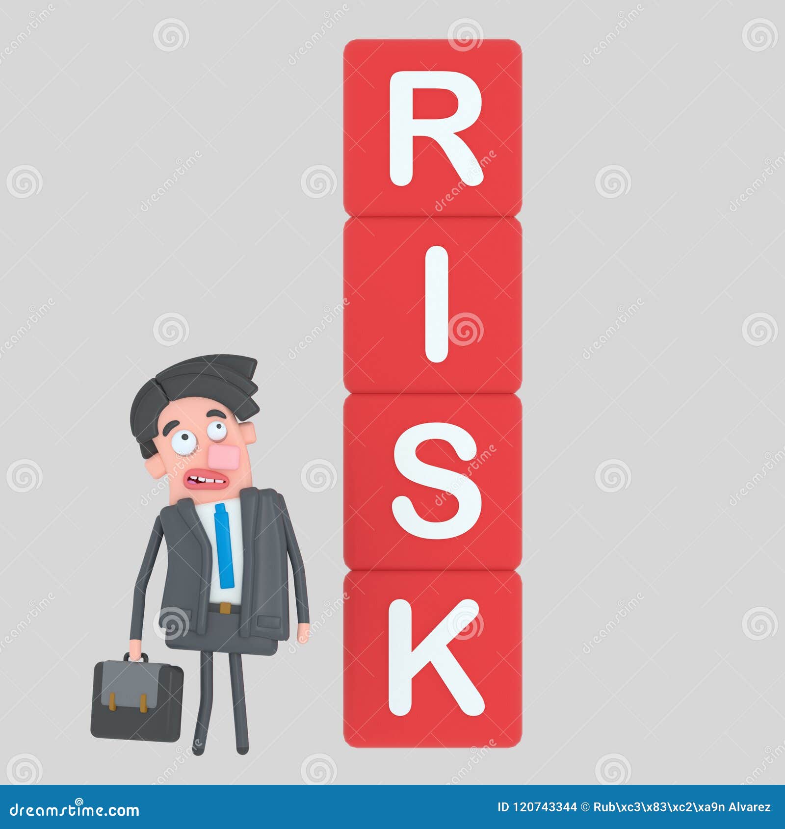 Man Looking at Risk Mountain of Cubes. 3D Illustration. Stock ...