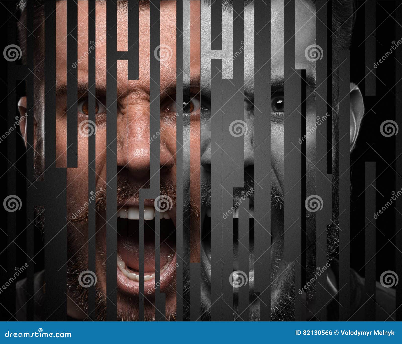 Collage Of Scared, Shocked,stressed Face Expressions Royalty-Free Stock ...