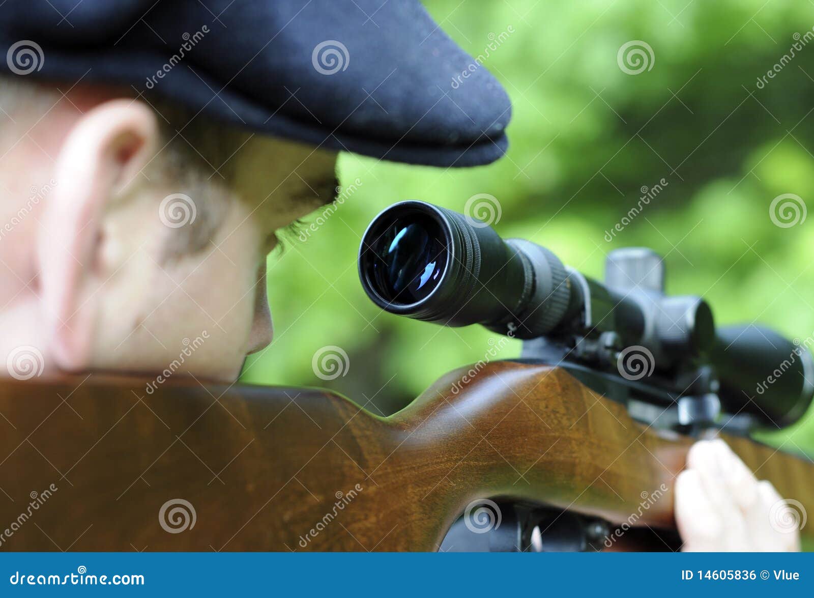 Man Looking through Scope on Stock Photo - Image of gauge, bullet: 14605836