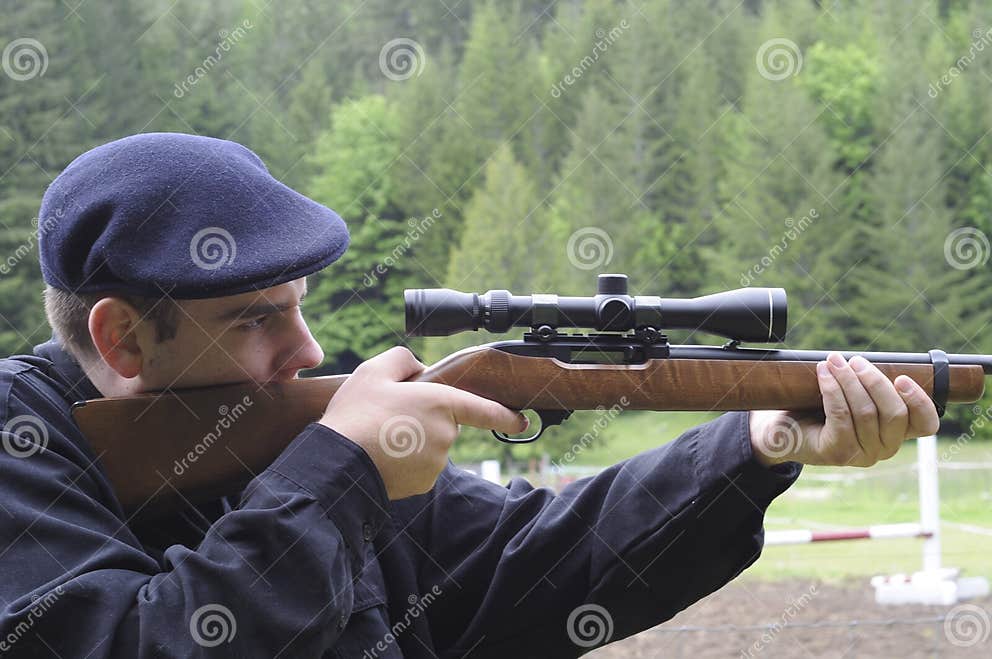 Man Looking through Scope on Stock Image - Image of gears ...