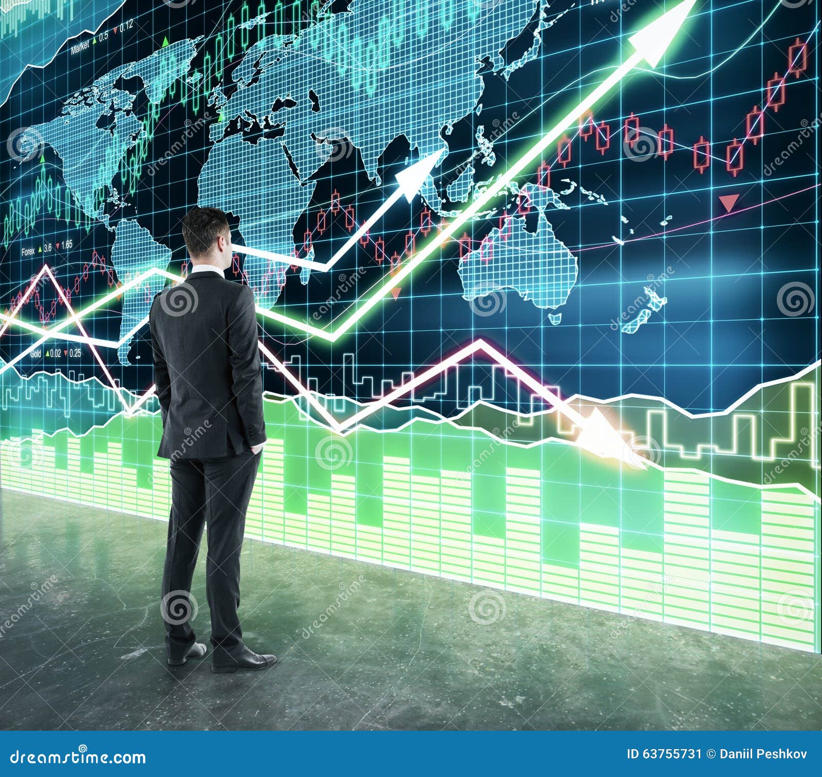 Man Looking at the Scoreboard with Business Chart Stock Image - Image ...