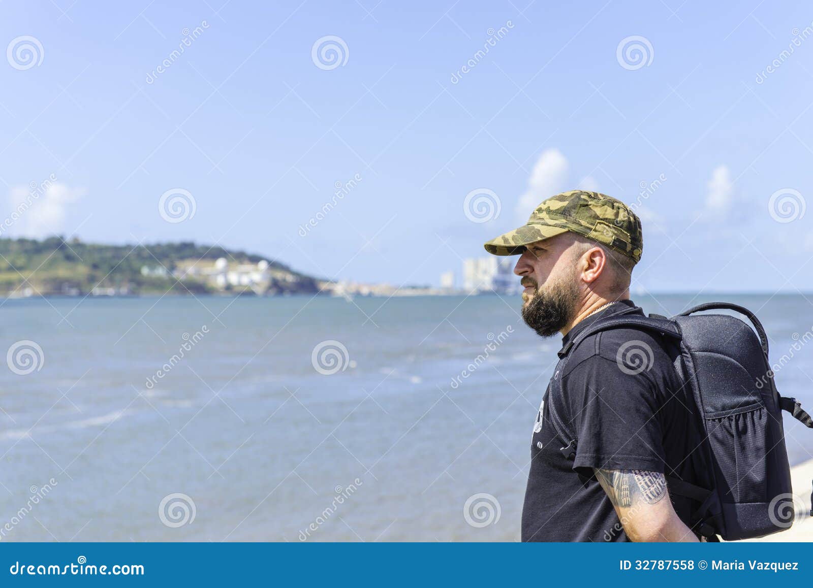 Man looking at sea stock photo. Image of back, sitting - 32787558
