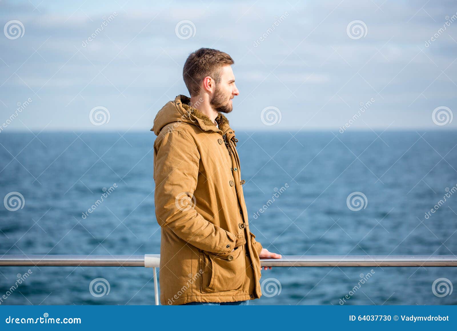 Man Looking at the Sea Outdoors Stock Photo - Image of caucasian ...
