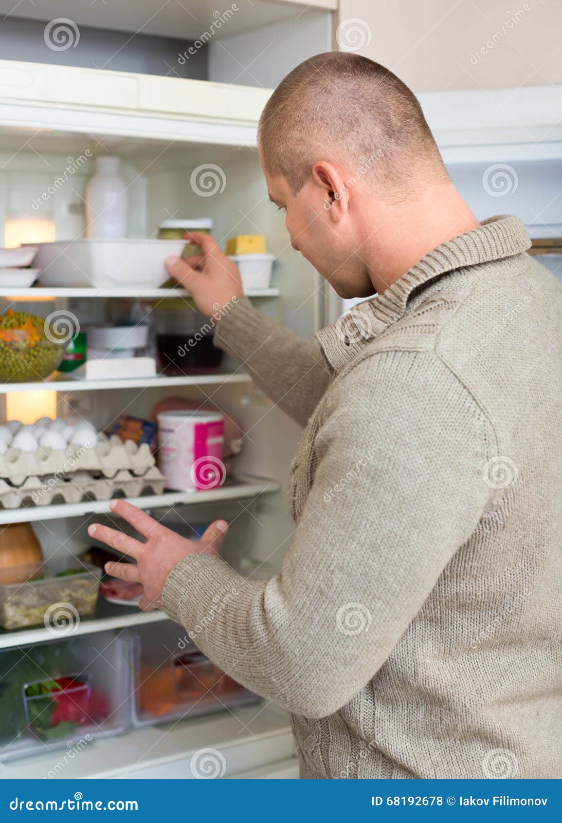 Man Looking for Something in Fridge Stock Photo - Image of russian ...