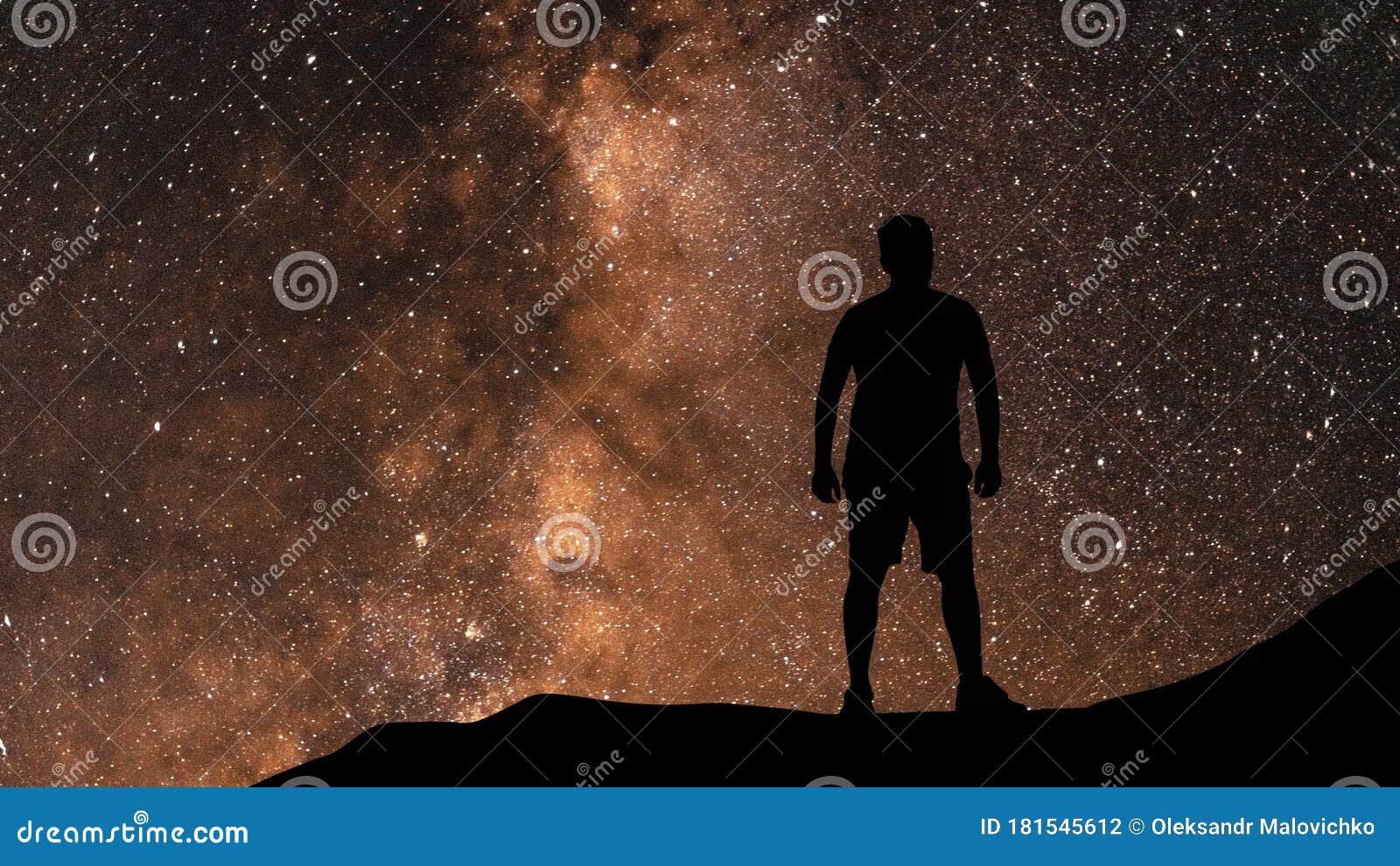 Man Looking at the Stars. Alone Man Looking at Starry Sky Stock Footage ...