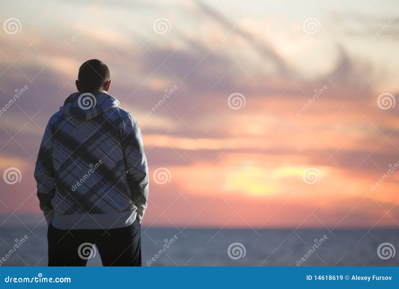 Man looking at sunset stock image. Image of coast, travel - 14618619