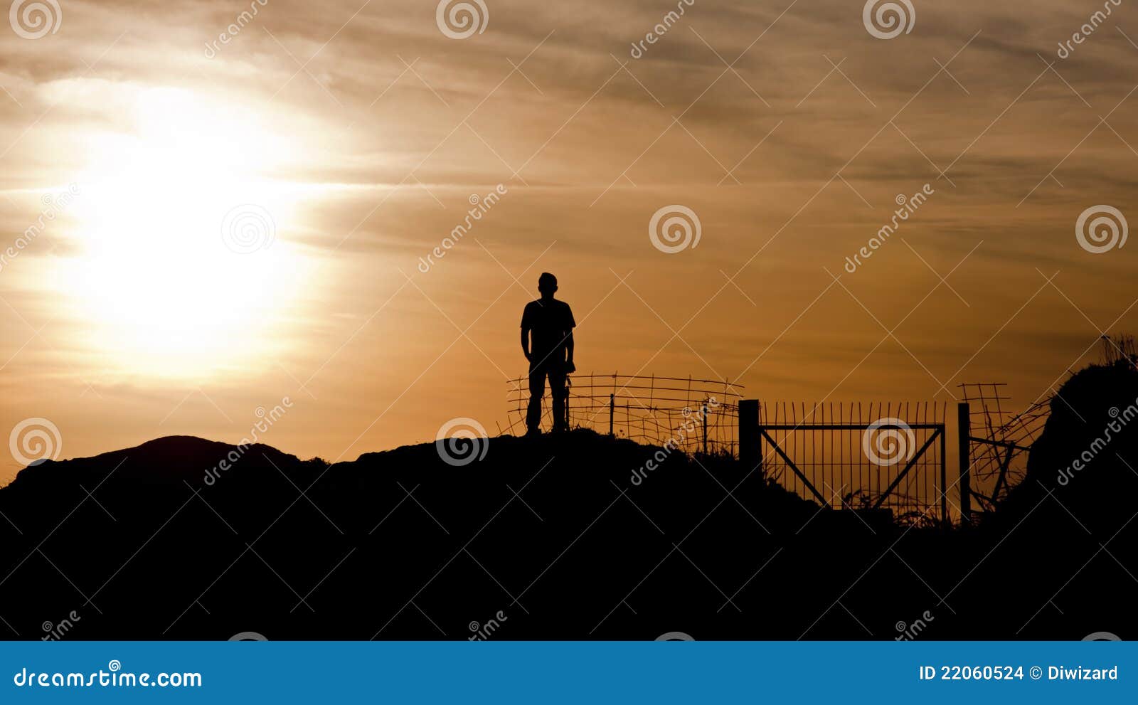 Man Looking at Sunset stock photo. Image of orange, summer - 22060524
